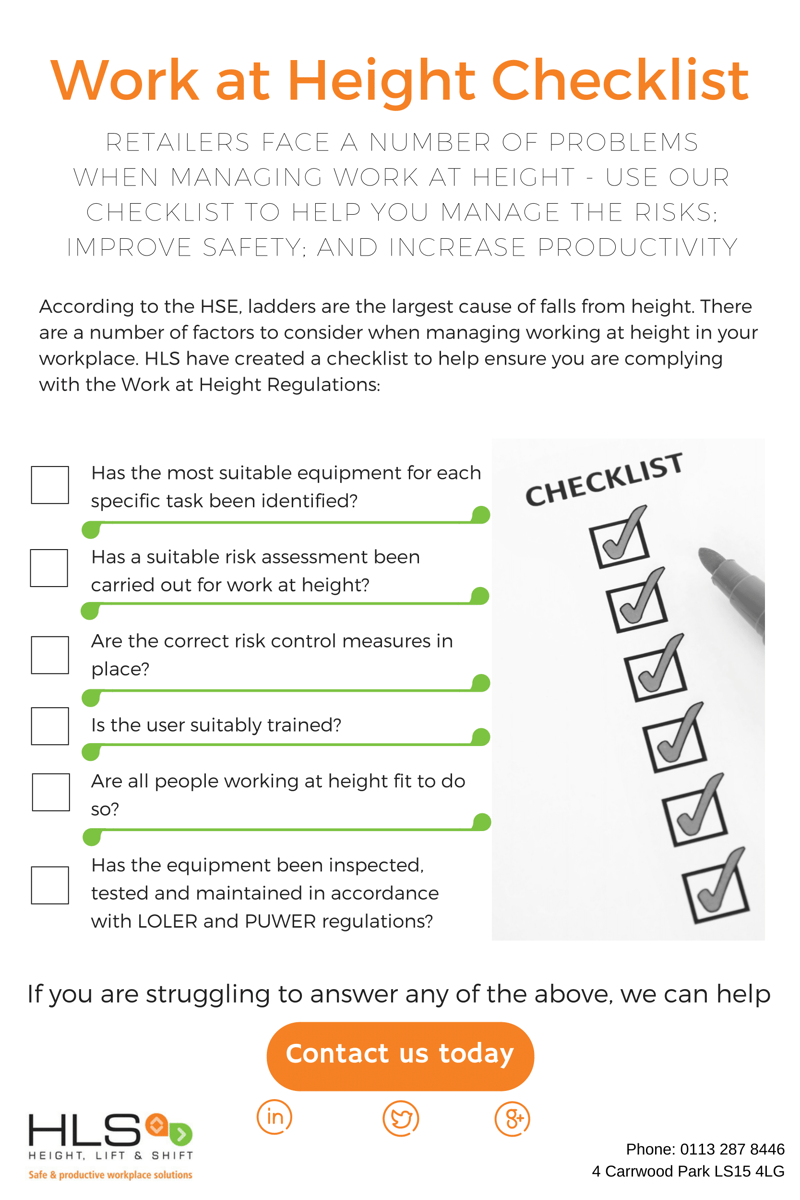 Download a Retail Work at height Checklist