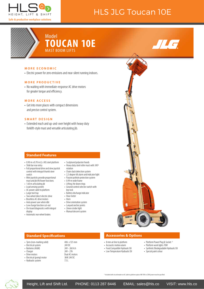 HLS JLG Toucan 10E spec sheet download