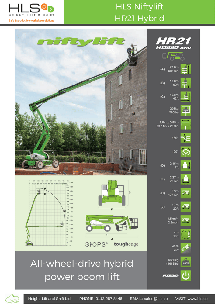 HLS Niftylift HR21 Hybrid spec sheet download