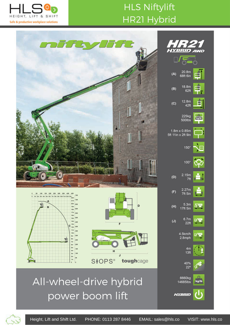 HLS Niftylift HR21 Hybrid spec sheet download