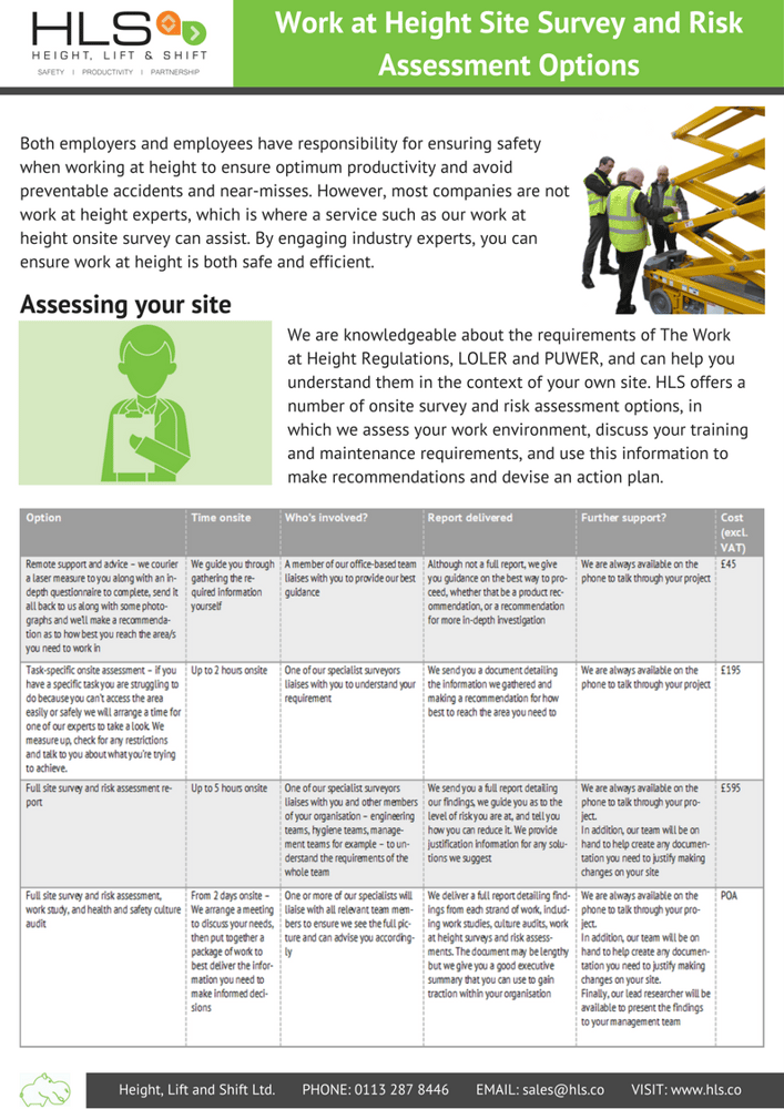 Download a guide to our site survey and risk assessment service